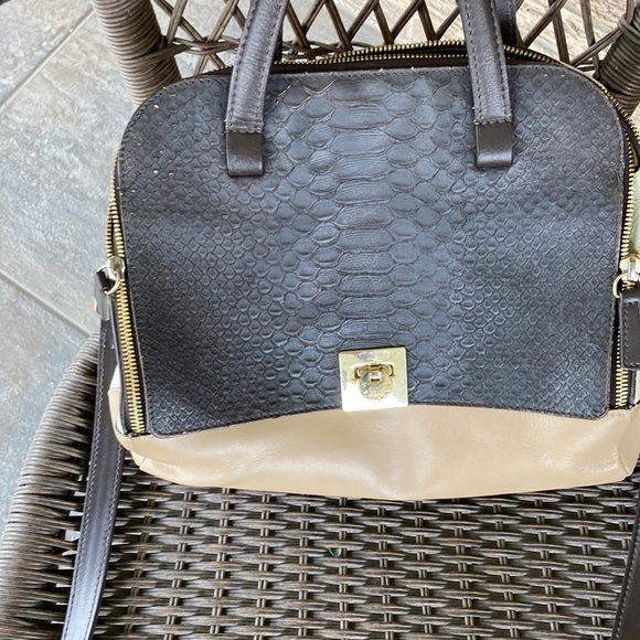 Furla | Bags | Furla Colorblock Satchelcrossbody Clean Tan Brown Bone ...